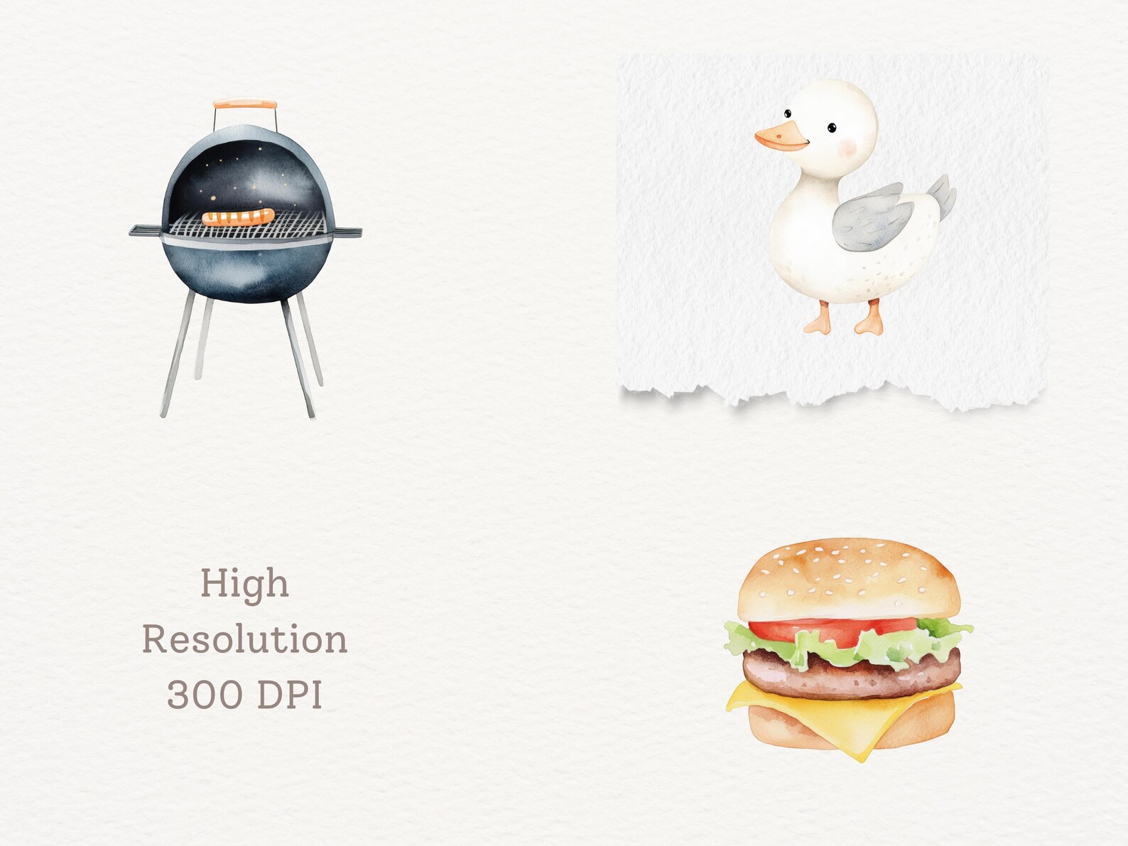 Cute Spring Picnic Watercolor Clipart Bundle, Outdoor Summer Lunch ...