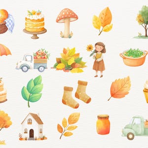 Cute Cozy Fall Watercolor Clipart Bundles, Printable Boho Autumn ...