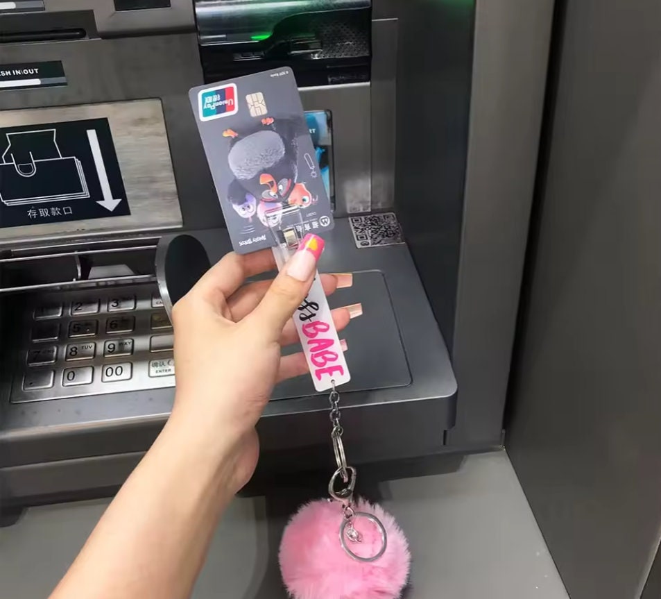 Card Grabber for Long Nails Cute Acrylic ATM Card Puller Clip Keychain ...