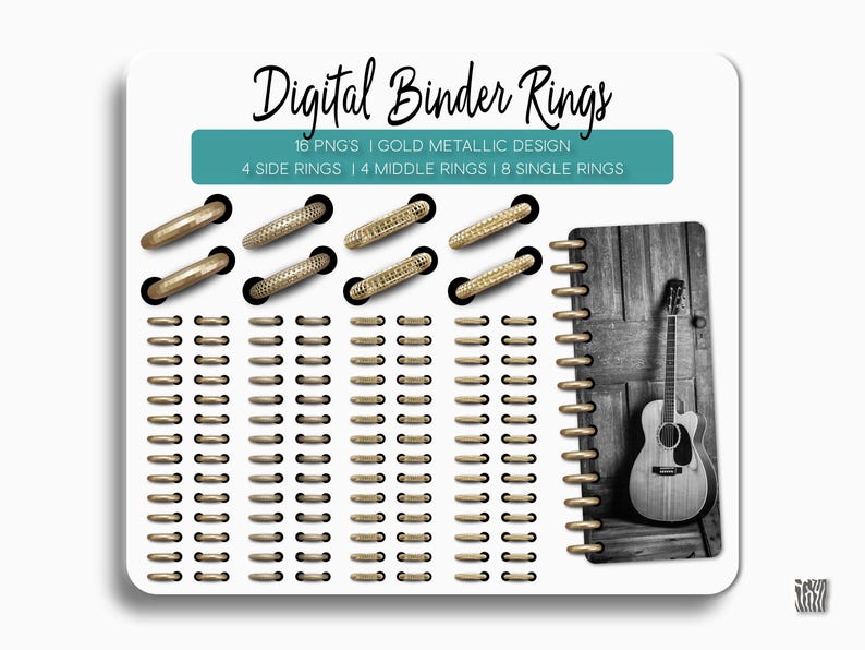 Digital Binder Rings in a Gold Structured Finish to Use in Digital ...