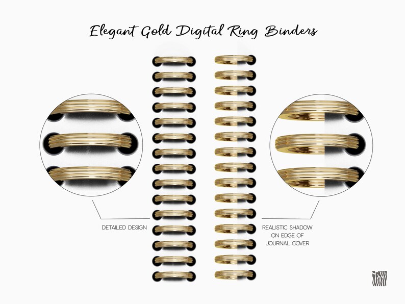Elegant Gold Digital Binder Rings to Customise Your Digital Planners ...