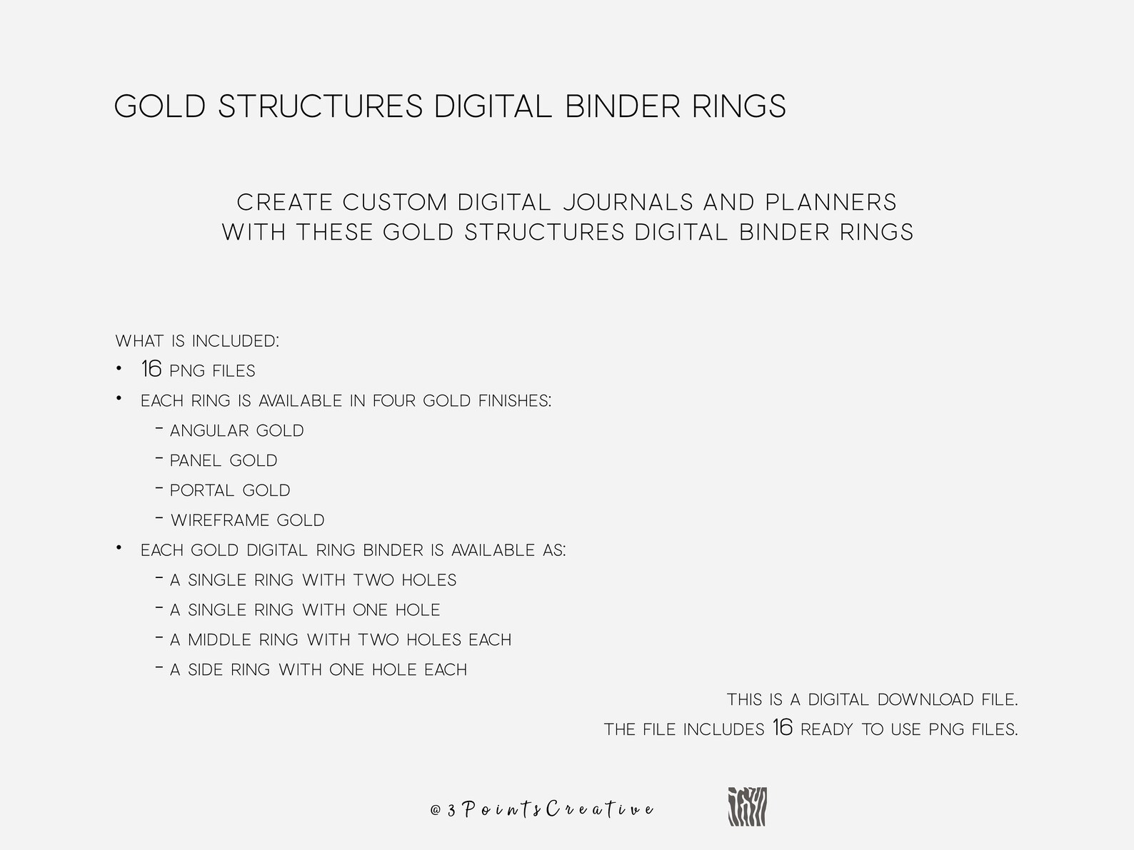 Digital Binder Rings in a Gold Structured Finish to Use in Digital ...
