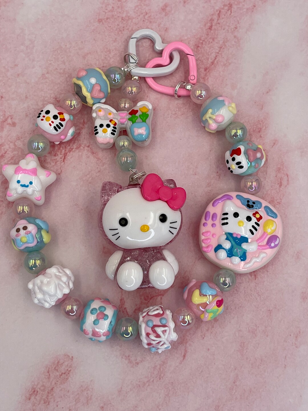 Hand Painted and Light up Hello Kitty Phone Charms Bracelet/keychain - Etsy