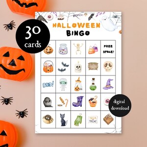 Halloween Bingo - 30 Printable Bingo Cards for Children - Holiday Card ...