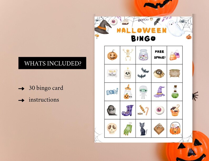 Halloween Bingo - 30 Printable Bingo Cards for Children - Holiday Card ...
