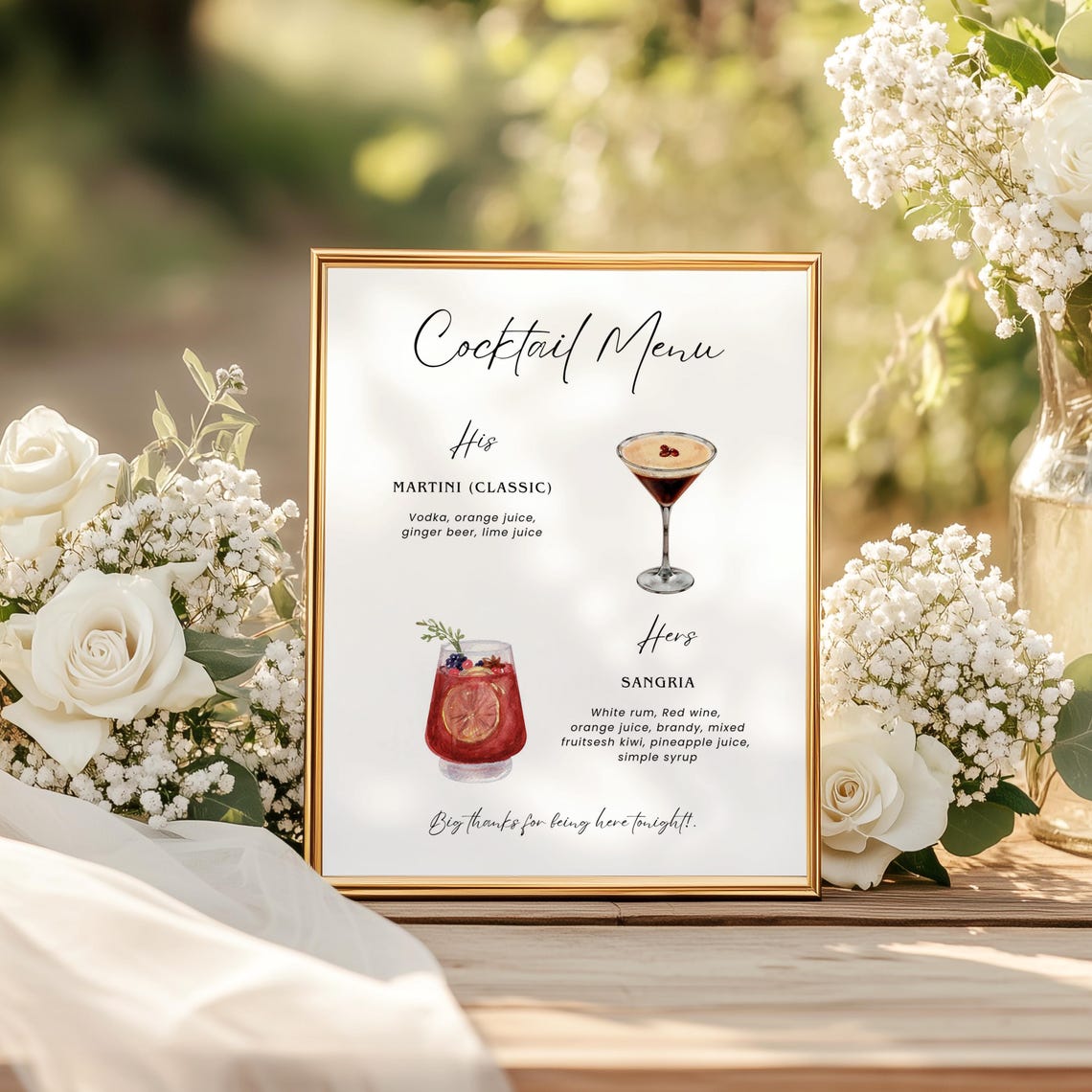 Signature Drinks Template - Wedding Cocktail Menu - 3 Sizes - Signature ...