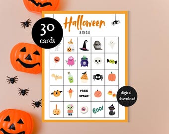 Halloween Bingo - 30 Printable Bingo Cards for Children - Holiday Card ...