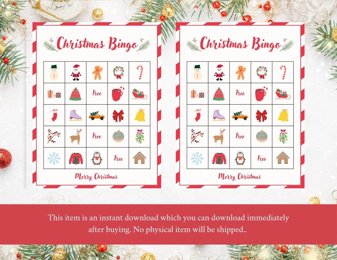 Christmas Bingo 30 Cards- Printable Christmas Game for Children ...