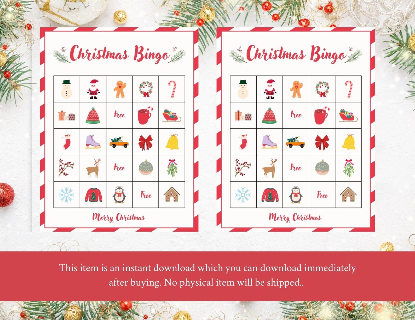 Christmas Bingo 30 Cards- Printable Christmas Game for Children ...