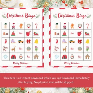 Christmas Bingo 30 Cards- Printable Christmas Game for Children ...