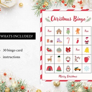 Christmas Bingo 30 Cards Printable Christmas Game for Children Holiday ...