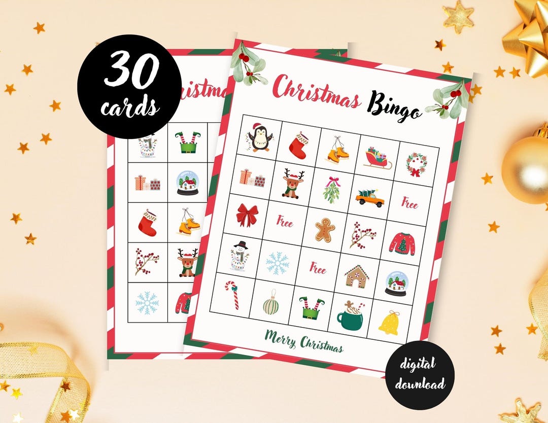 Christmas Bingo 30 Cards- Printable Christmas Game for Children ...