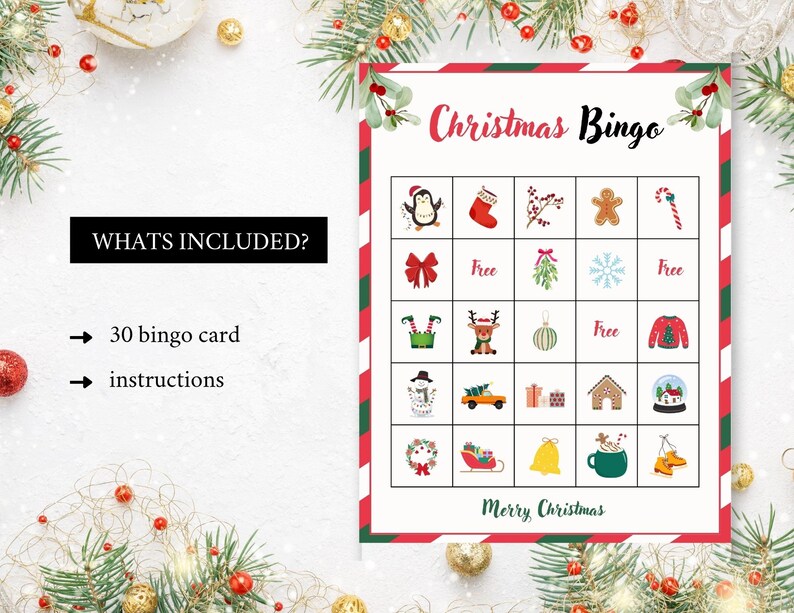 Christmas Bingo 30 Cards- Printable Christmas Game for Children ...