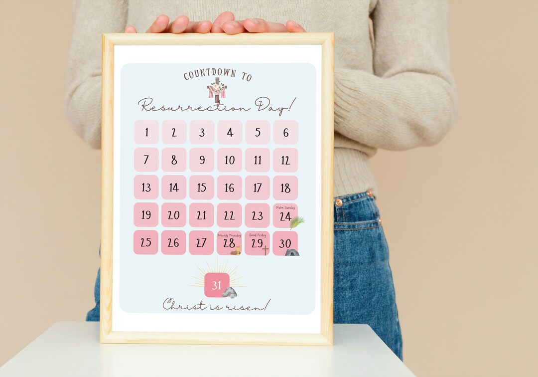 Easter Countdown Printable He is Risen Countdown Calendar - Etsy