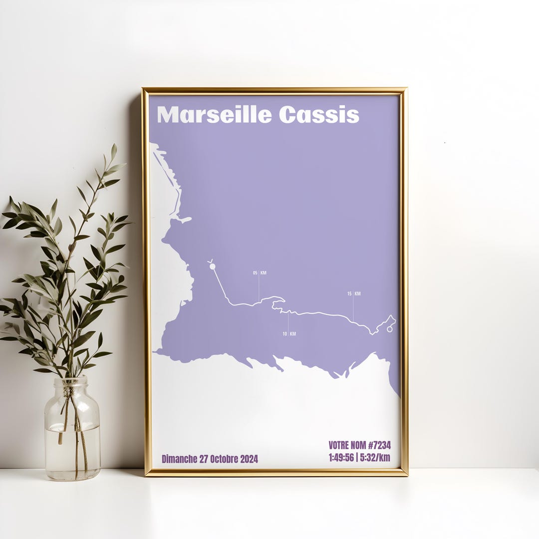 Marseille-cassis | Custom Marathon Map - Etsy