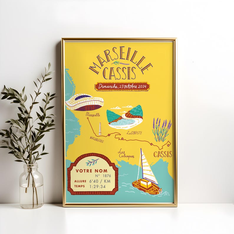 Marseille-cassis | Custom Route Map - Etsy