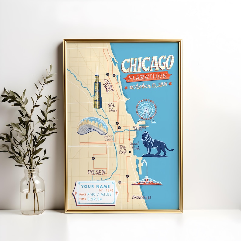 Chicago | Custom Marathon Map - Etsy