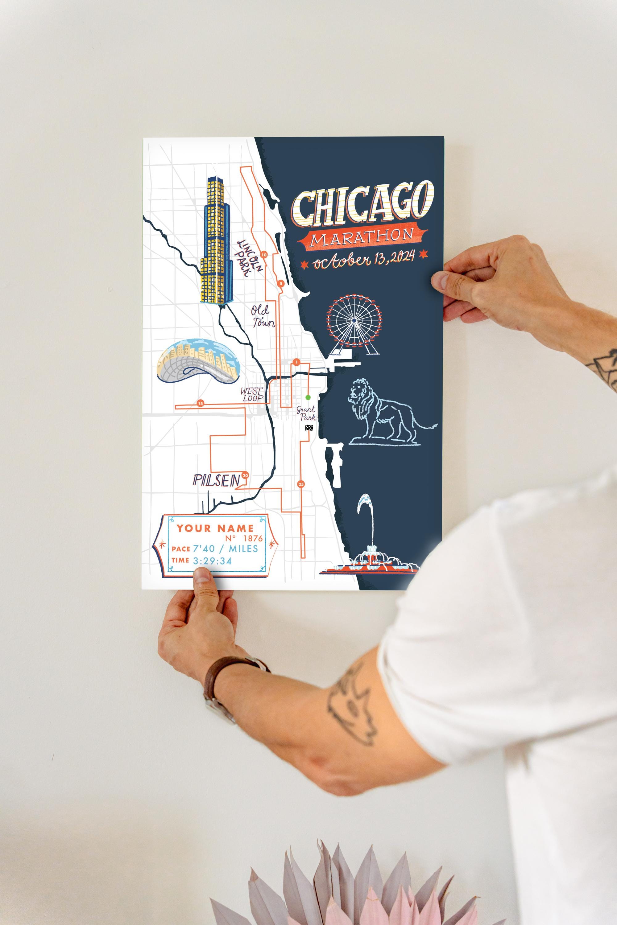 Chicago | Custom Marathon Map - Etsy