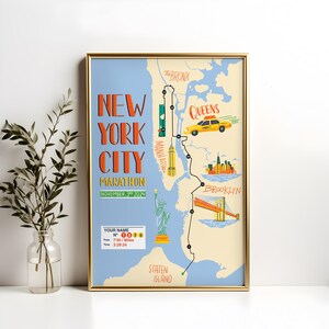 New York | Custom Marathon Map - Etsy