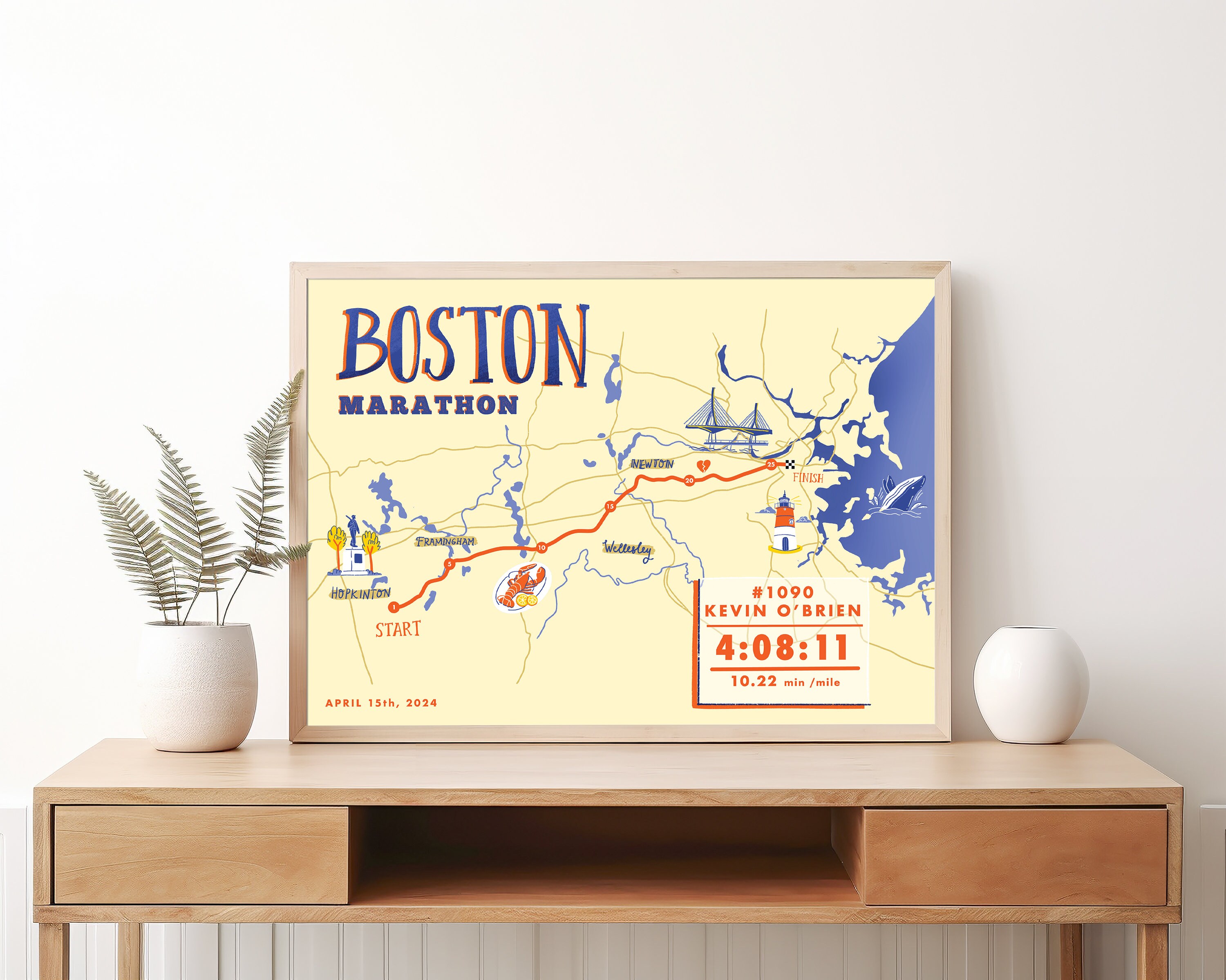 Boston | Custom Marathon Map - Etsy