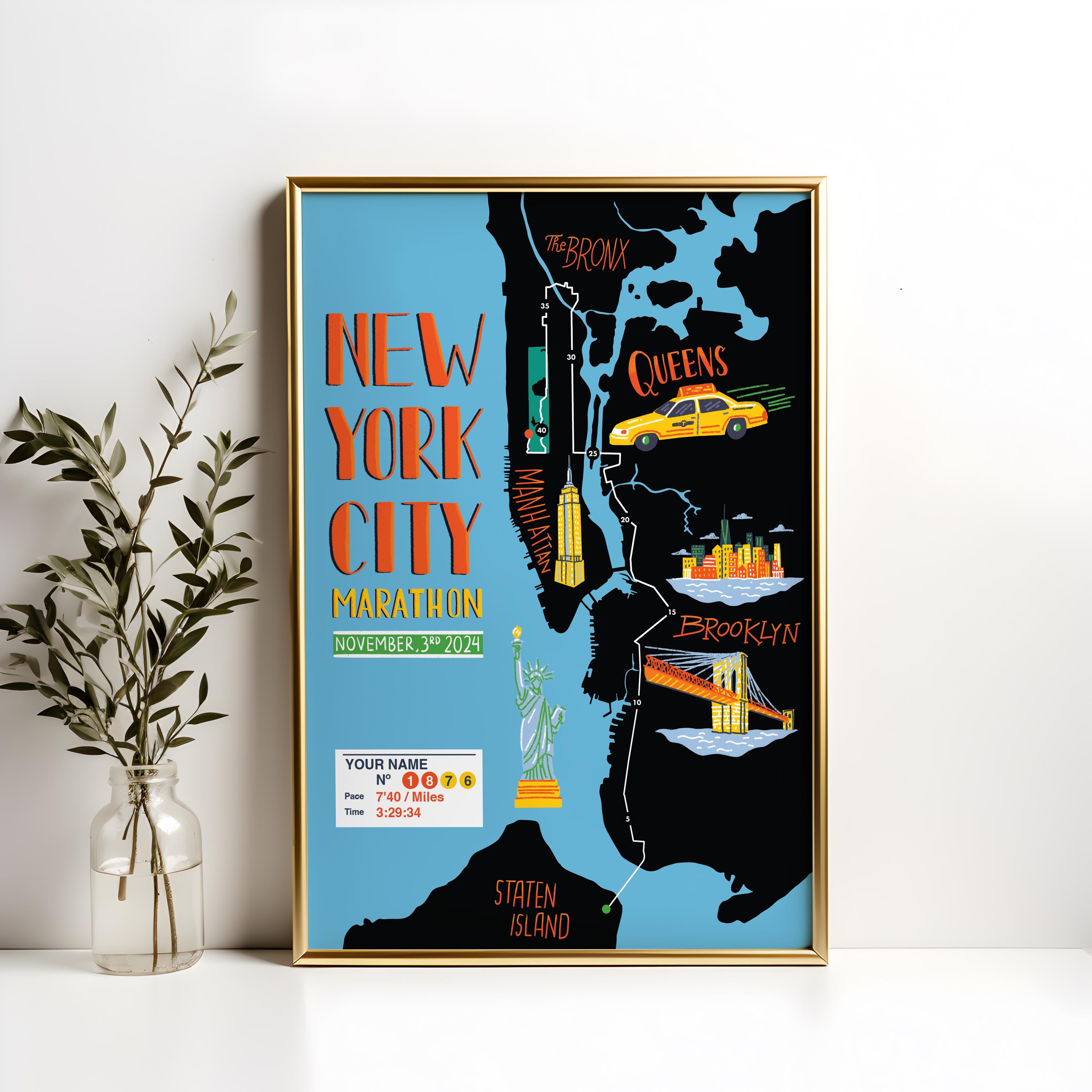 New York | Custom Marathon Map - Etsy