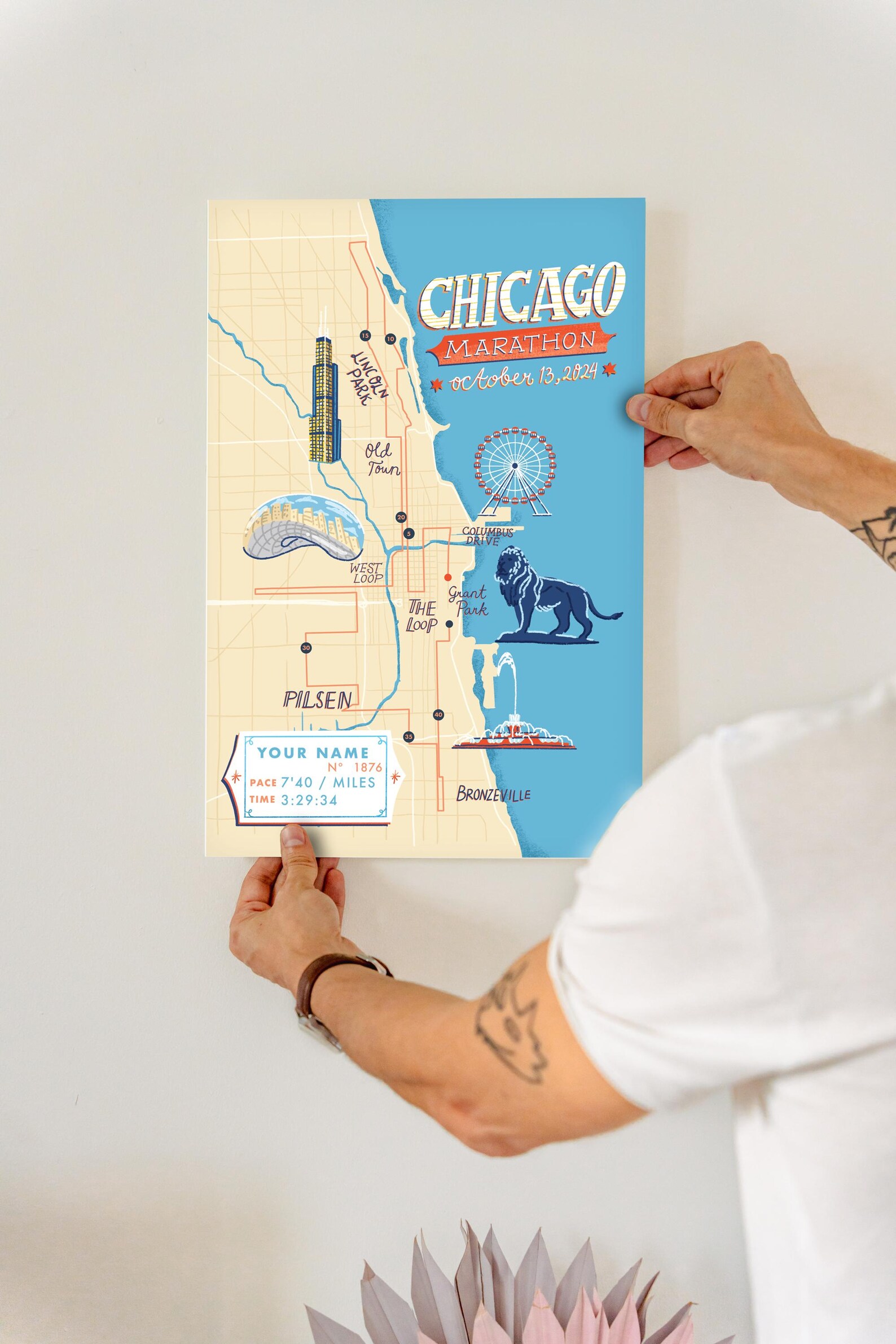 Chicago | Custom Marathon Map - Etsy