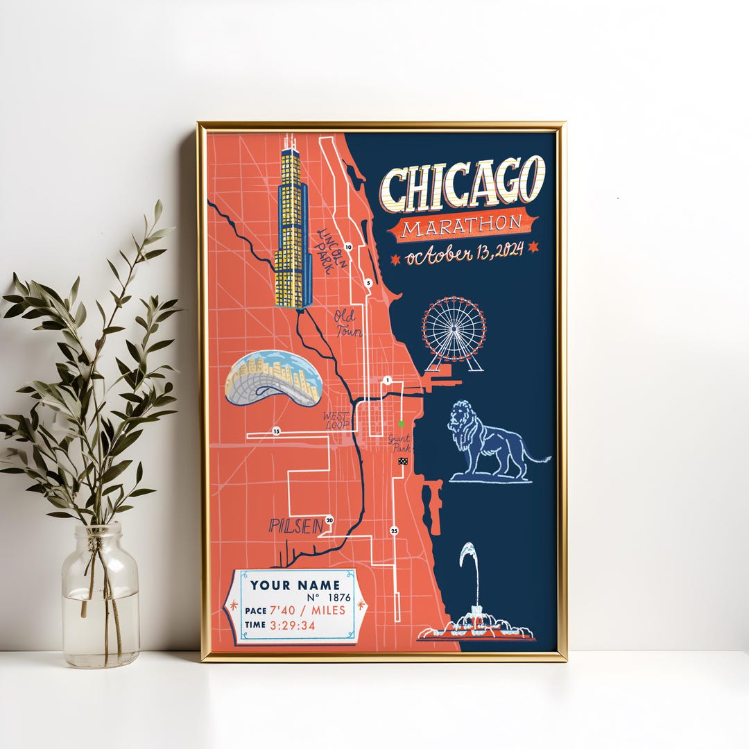 Chicago | Custom Marathon Map - Etsy