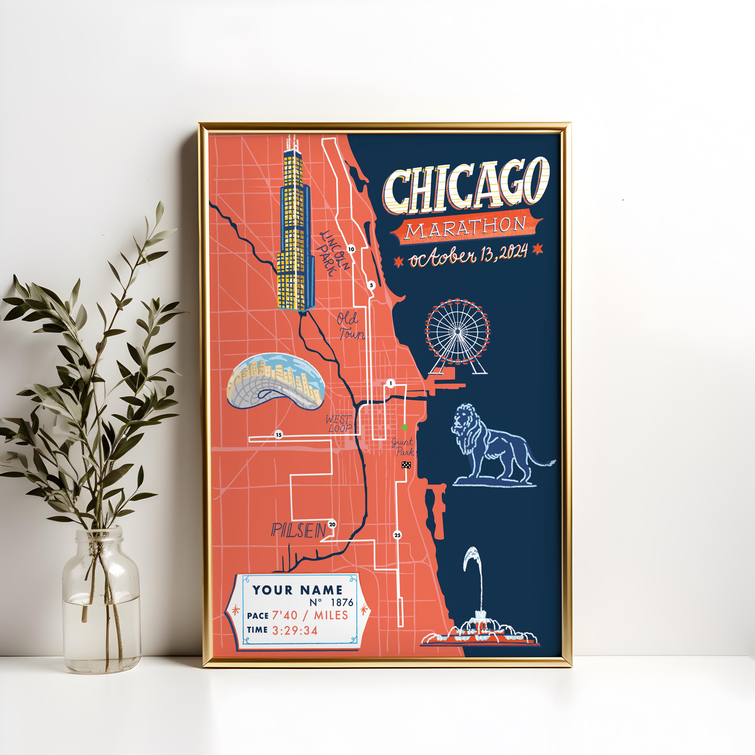 Chicago | Custom Marathon Map - Etsy