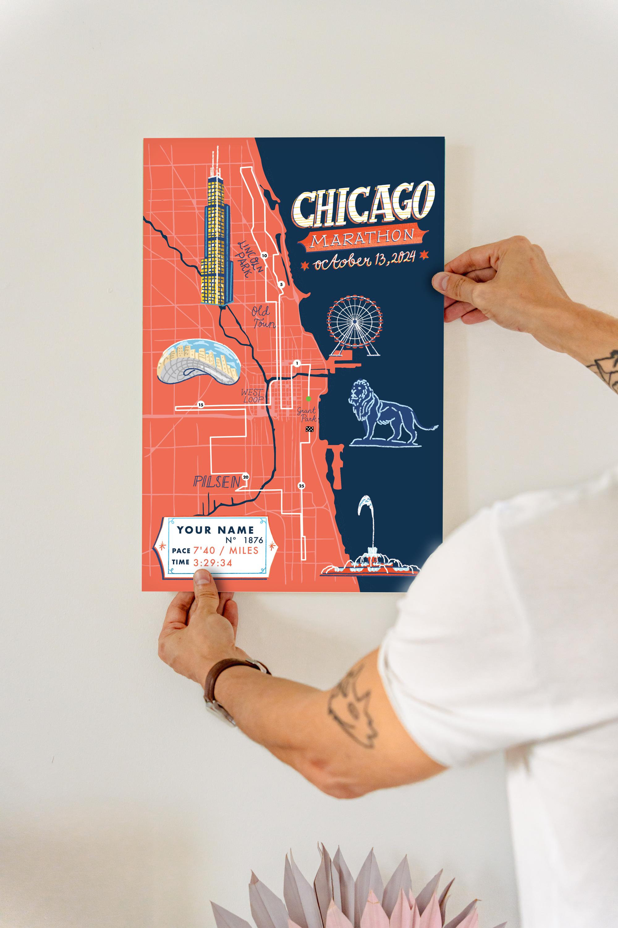 Chicago | Custom Marathon Map - Etsy