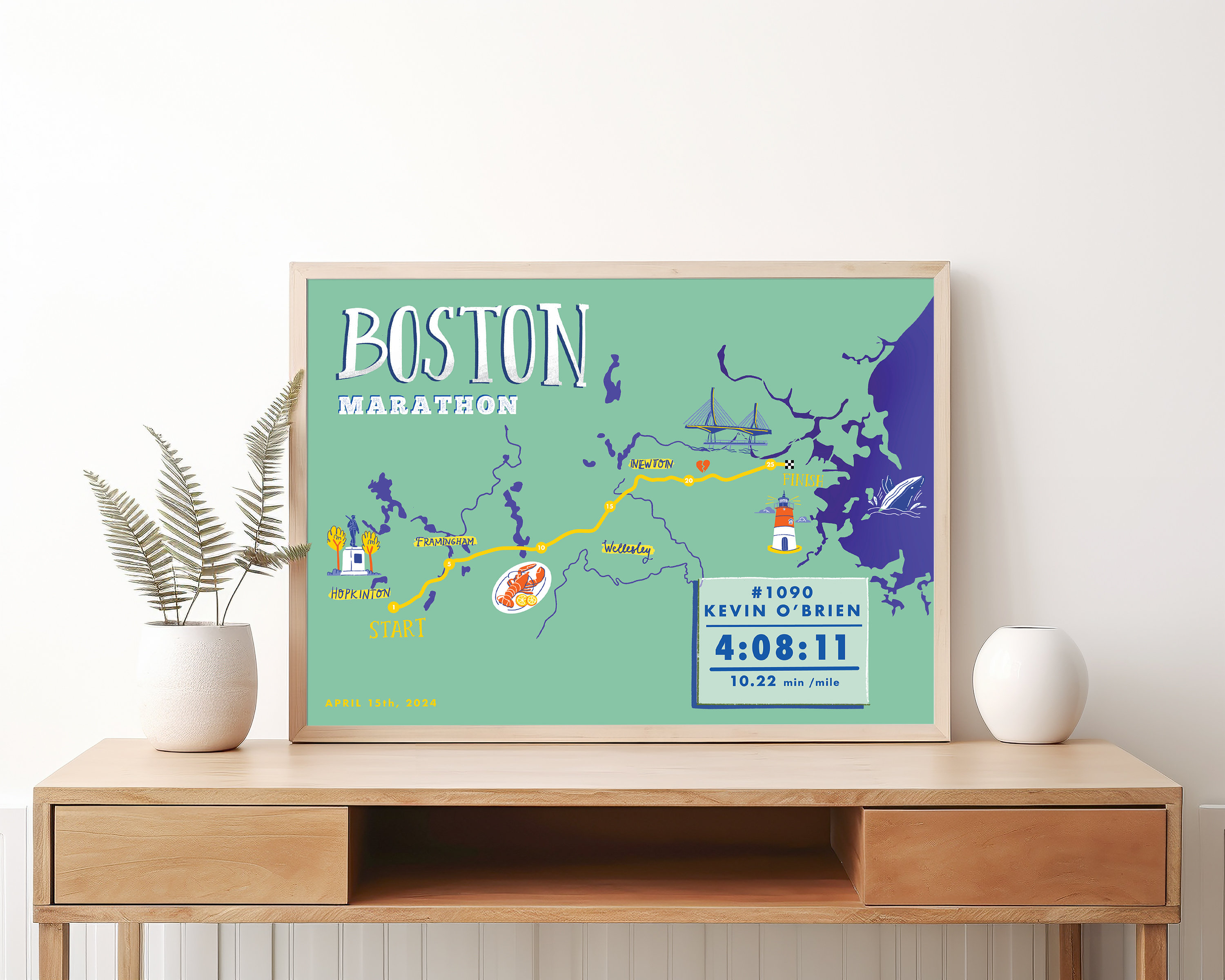 Boston | Custom Marathon Map - Etsy