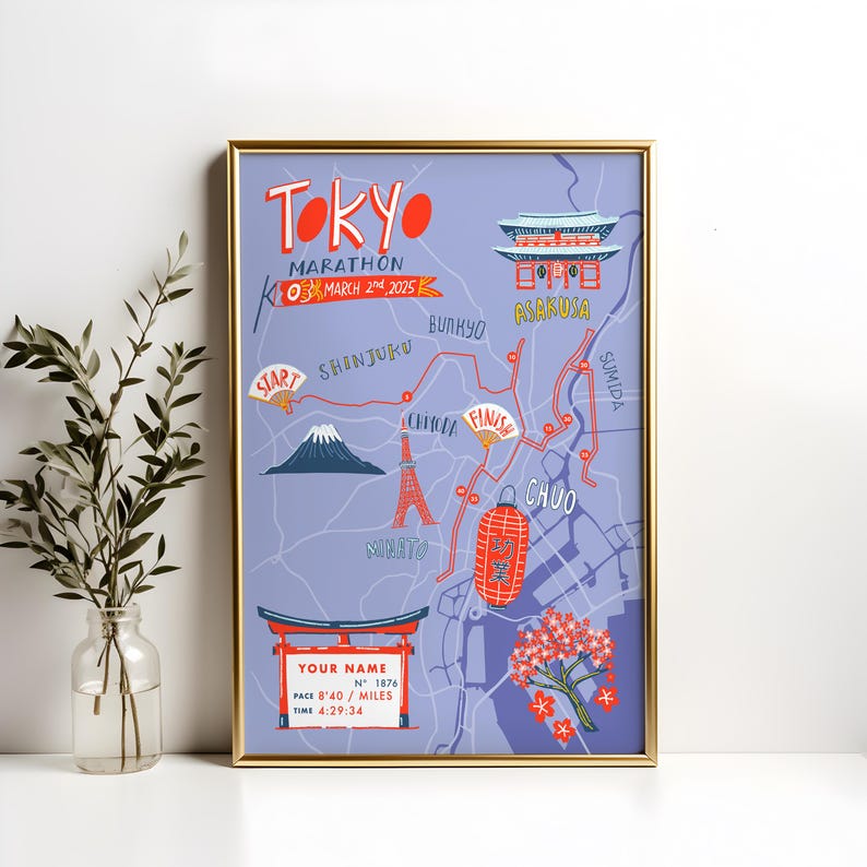 Tokyo | Custom Marathon Map - Etsy
