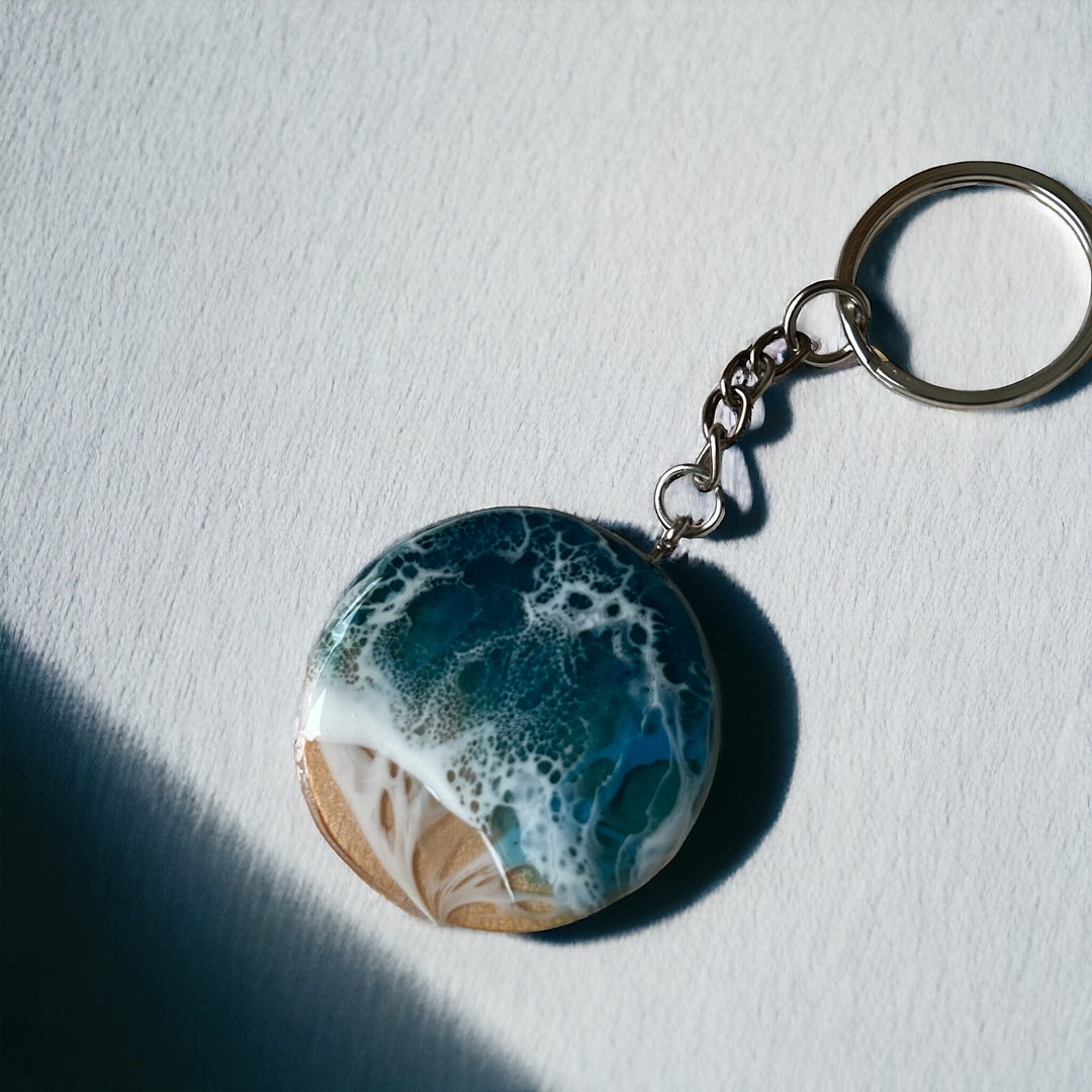 Beautiful Resin Ocean Keychain, Mother Daughter Keyring, Coastal Key ...