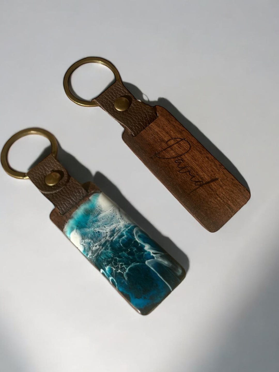 Wood Resin Ocean Keychain, Father Christmas Keyring, Coastal Key Chain ...