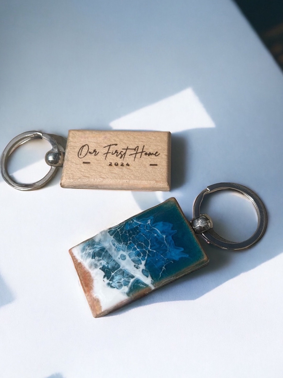 Personalized Ocean Keychain, Custom Resin Keyring, Unique Coastal ...