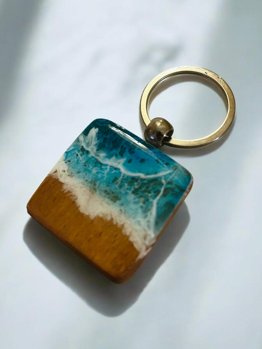Personalized Square Ocean Keychain, Resin Engraved Sea Accessory ...