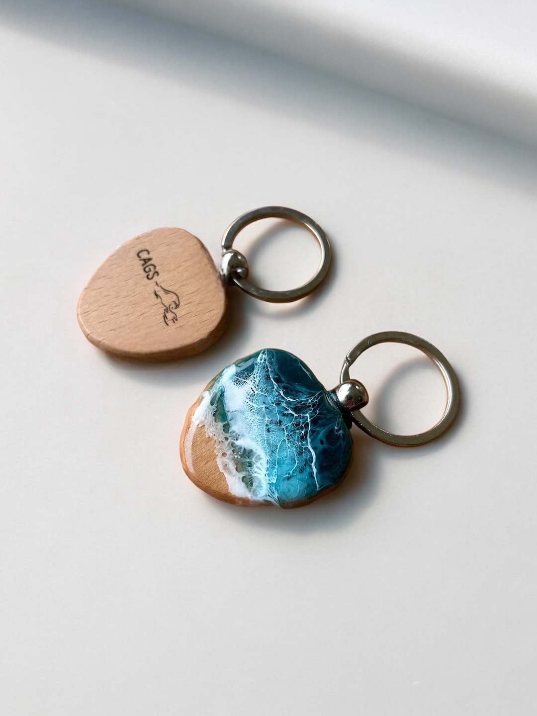 Personalized Heart Ocean Keychain, Resin Engraved Sea Accessory, Unique ...
