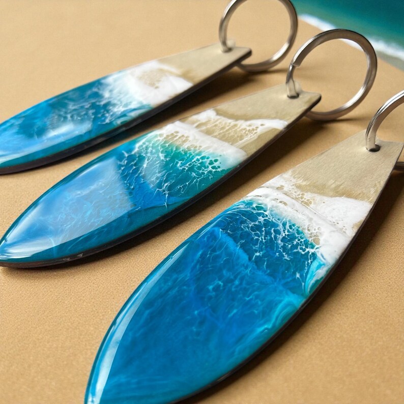 Personalized Large Surfboard Keychain | Engraved Ocean Resin Wave Gift ...