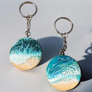 Beautiful Resin Ocean Keychain, Mother Daughter Keyring, Coastal Key ...