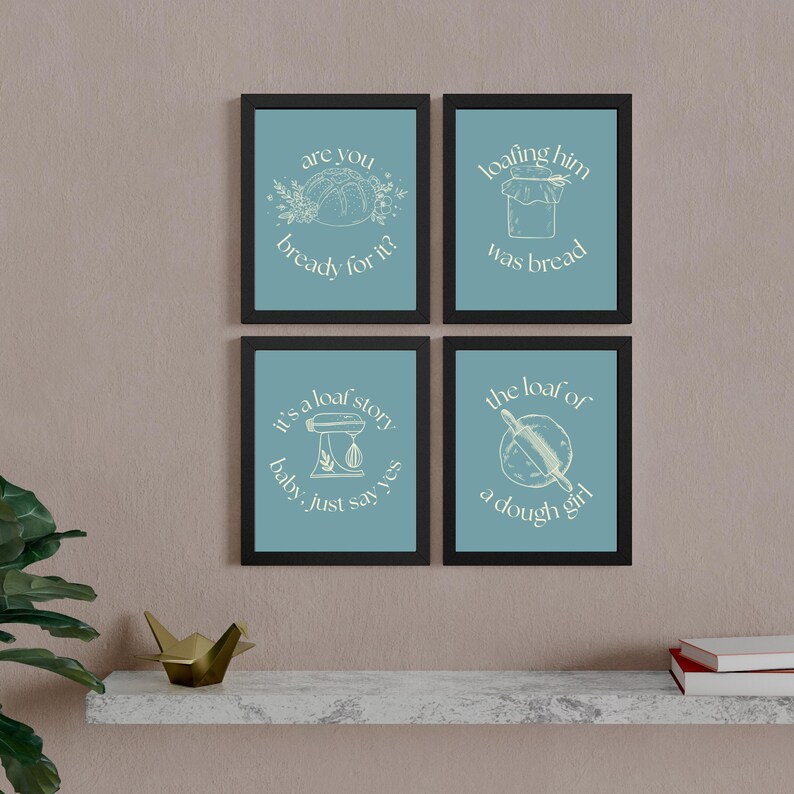 Taylor Swift Bread Puns Art Prints Set of 4 - Sourdough - Kitchen ...