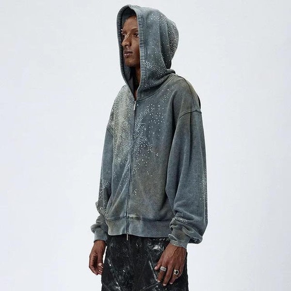 Rhinestone Hoodie - Etsy