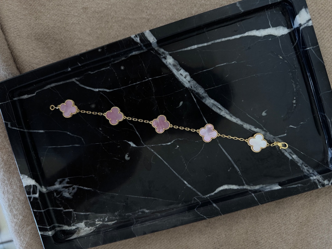 Pink Real Mother of Pearl Van Cleef Style Bracelet - Etsy