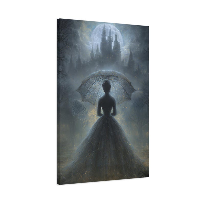 Victorian Lady With Parasol Art | Gothic Castle Silhouette Print - Etsy