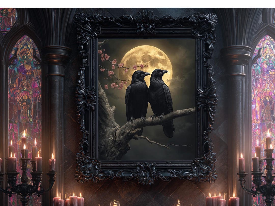 Raven Couple Wall Art Print, Gothic Romantic Crow, Dark Forest Decor - Etsy