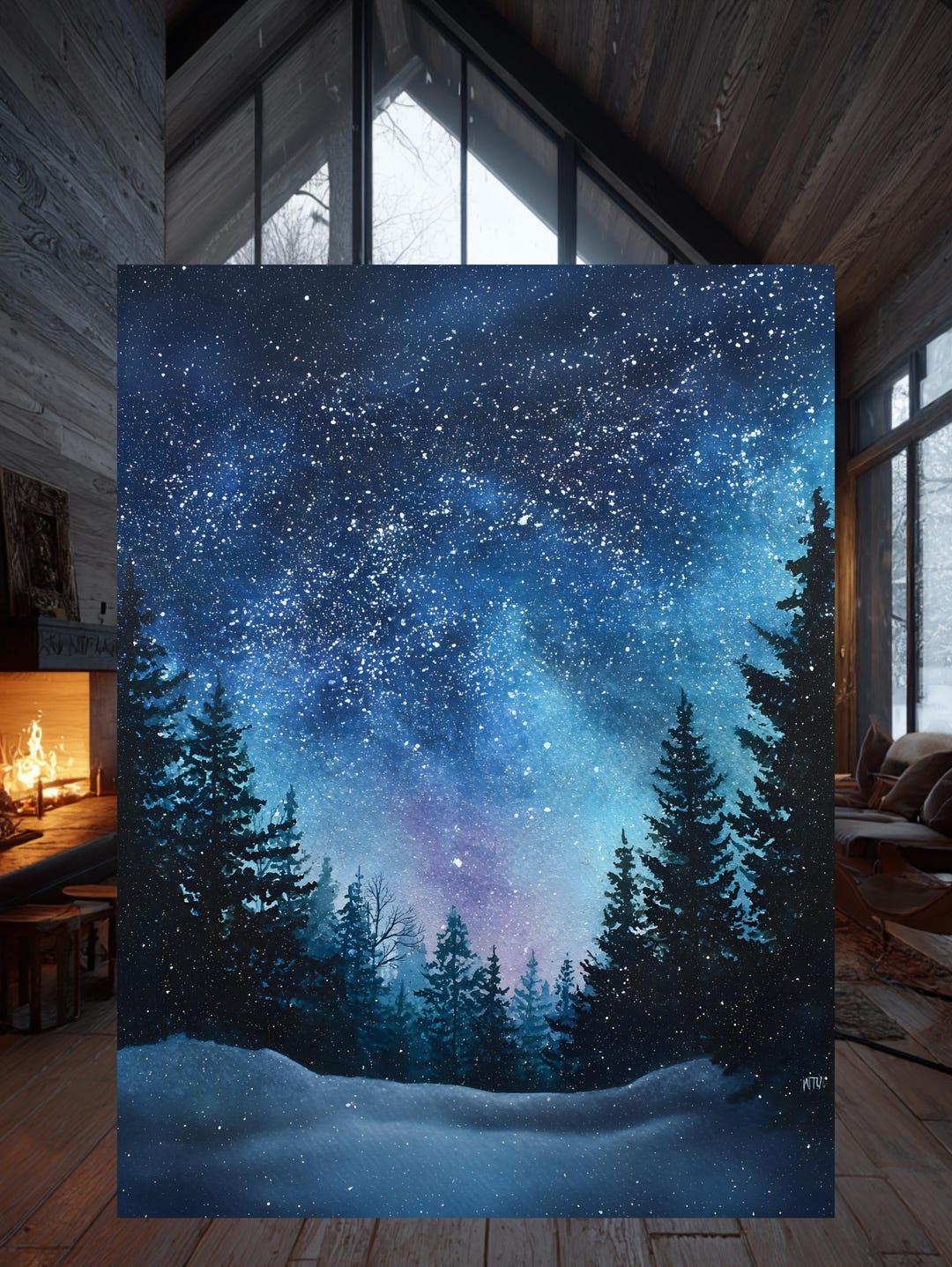 Enchanting Starry Night Sky Above a Dark Forest Scene Art Print - Etsy