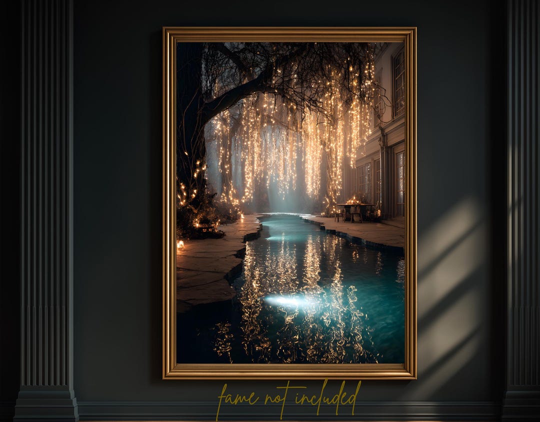 Mystical Weeping Willow Tree Art Print With Glowing Fairy Lights - Etsy