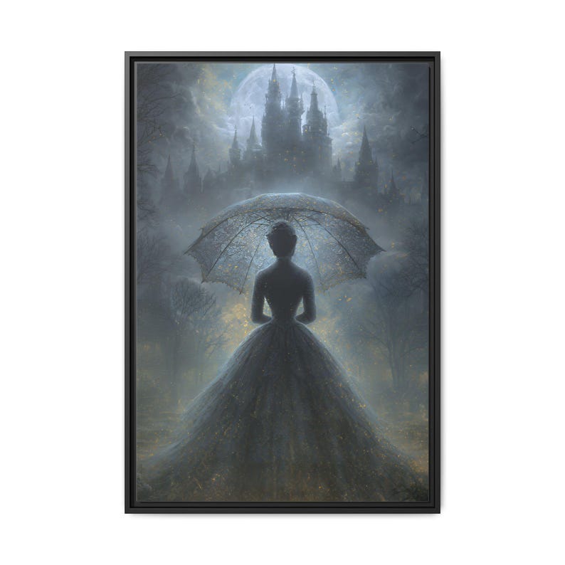 Victorian Lady With Parasol Art | Gothic Castle Silhouette Print - Etsy