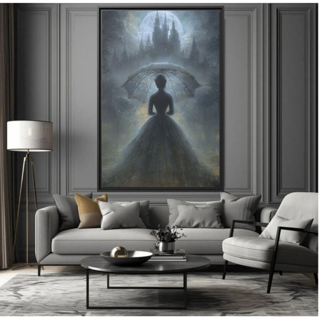 Victorian Lady With Parasol Art | Gothic Castle Silhouette Print - Etsy