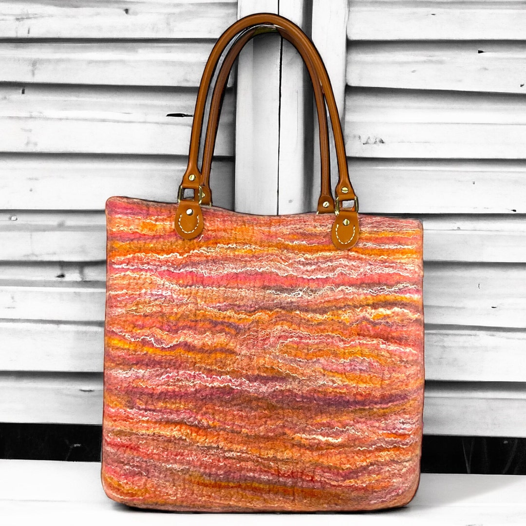 Toto Bag Large Handcrafted Merino Wool Felted Leather Shoulder Strap ...