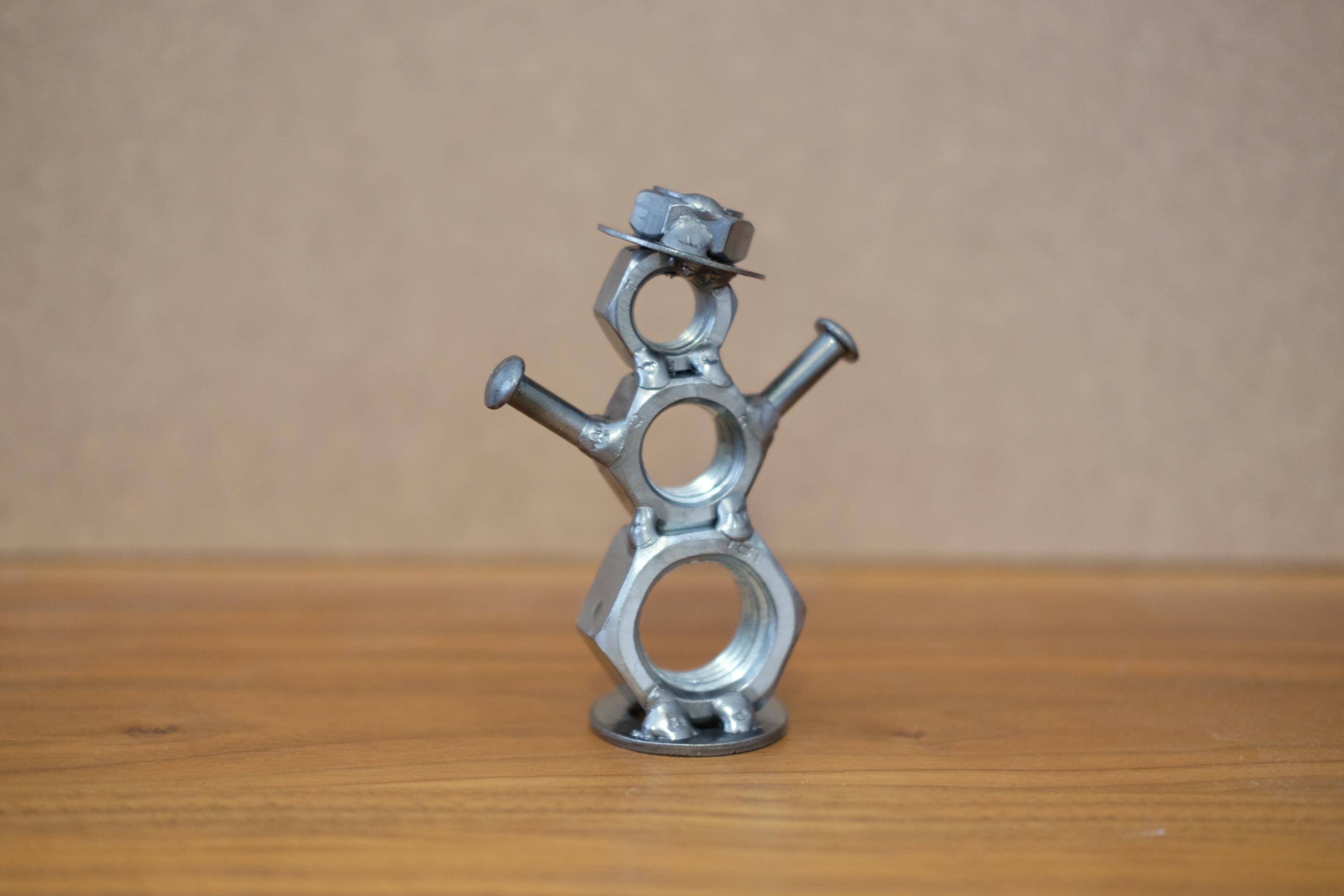 Recycled Metal Snowman Figurine | Handcrafted | Welded | Sculpture ...