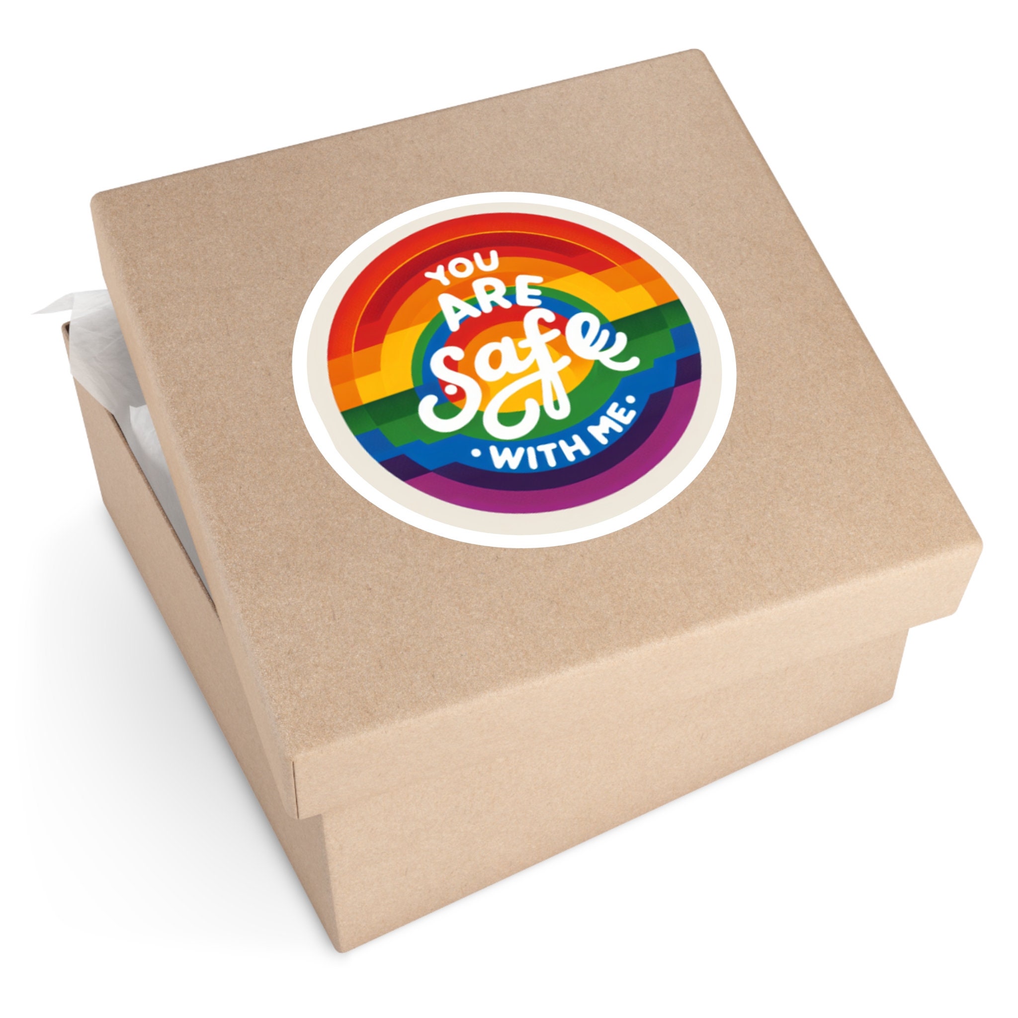 LGBTQ, Sticker, Rainbow, Safe With Me, You Are Safe With Me, Round ...